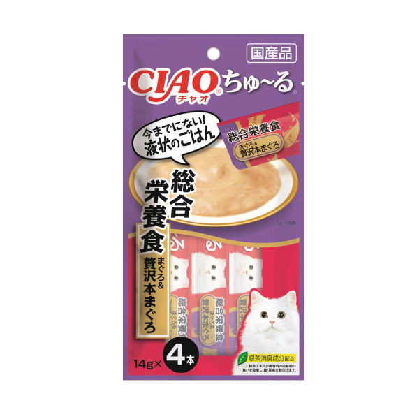 【CIAO】啾嚕肉泥 綜合營養食 鮪魚+奢華本鮪 14克*4入 (貓零食)