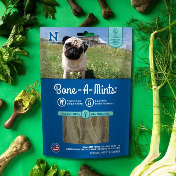 【美國 NPIC】【幫助控制80%牙菌斑】Bone-A-Mints 幫潔明 薄荷清香草本潔牙骨 (1包) (狗零食/潔牙骨) 狗狗天然除臭耐咬磨牙