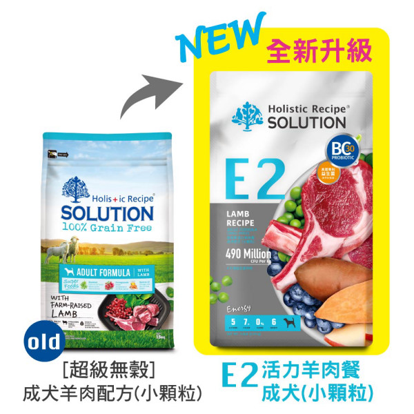【耐吉斯 Solution】E2 活力羊肉餐 成犬(小顆粒) 4.5磅 (狗飼料)